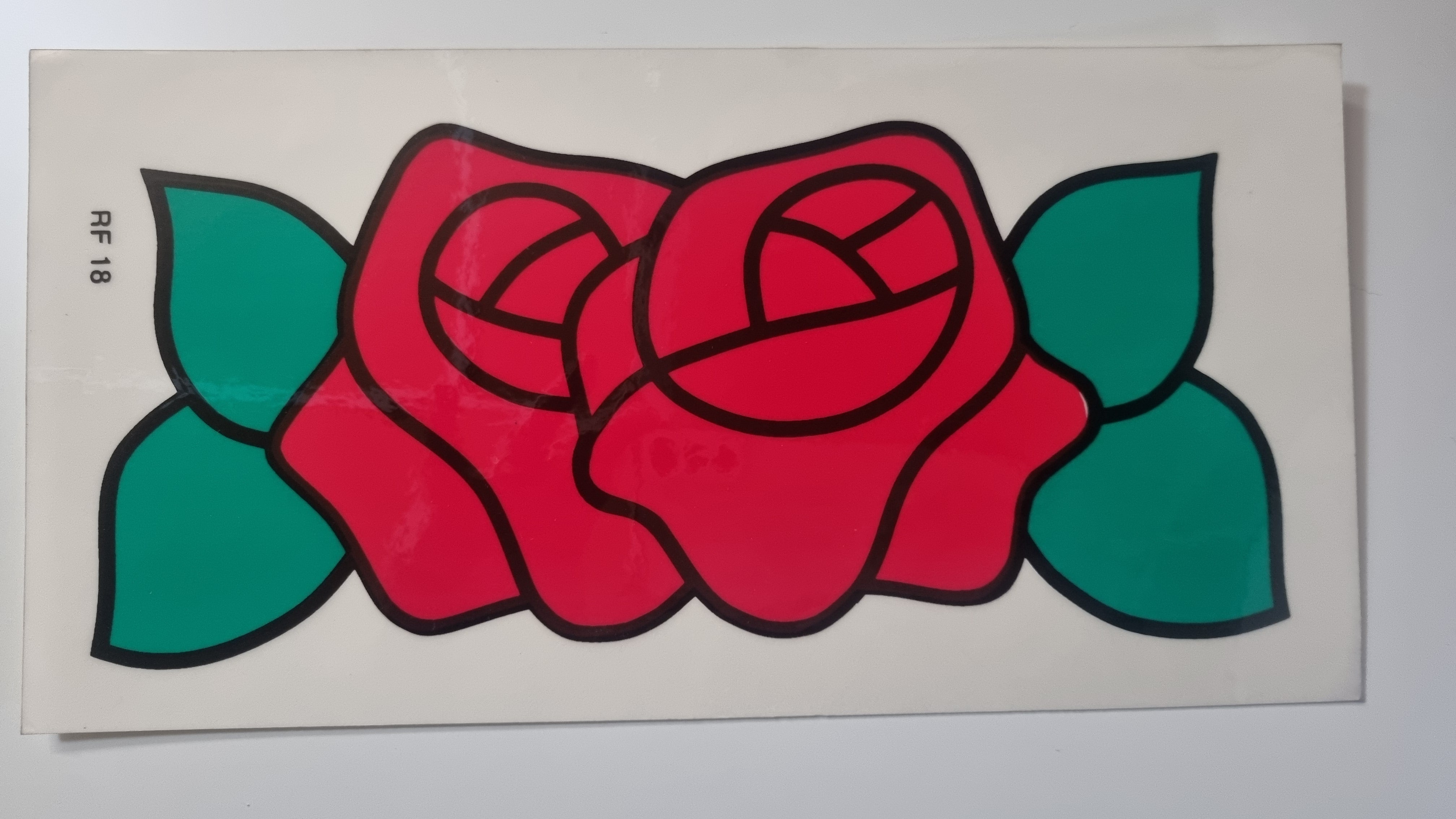 Double Pink Rose window sticker, for use with lead kit to give stained ...