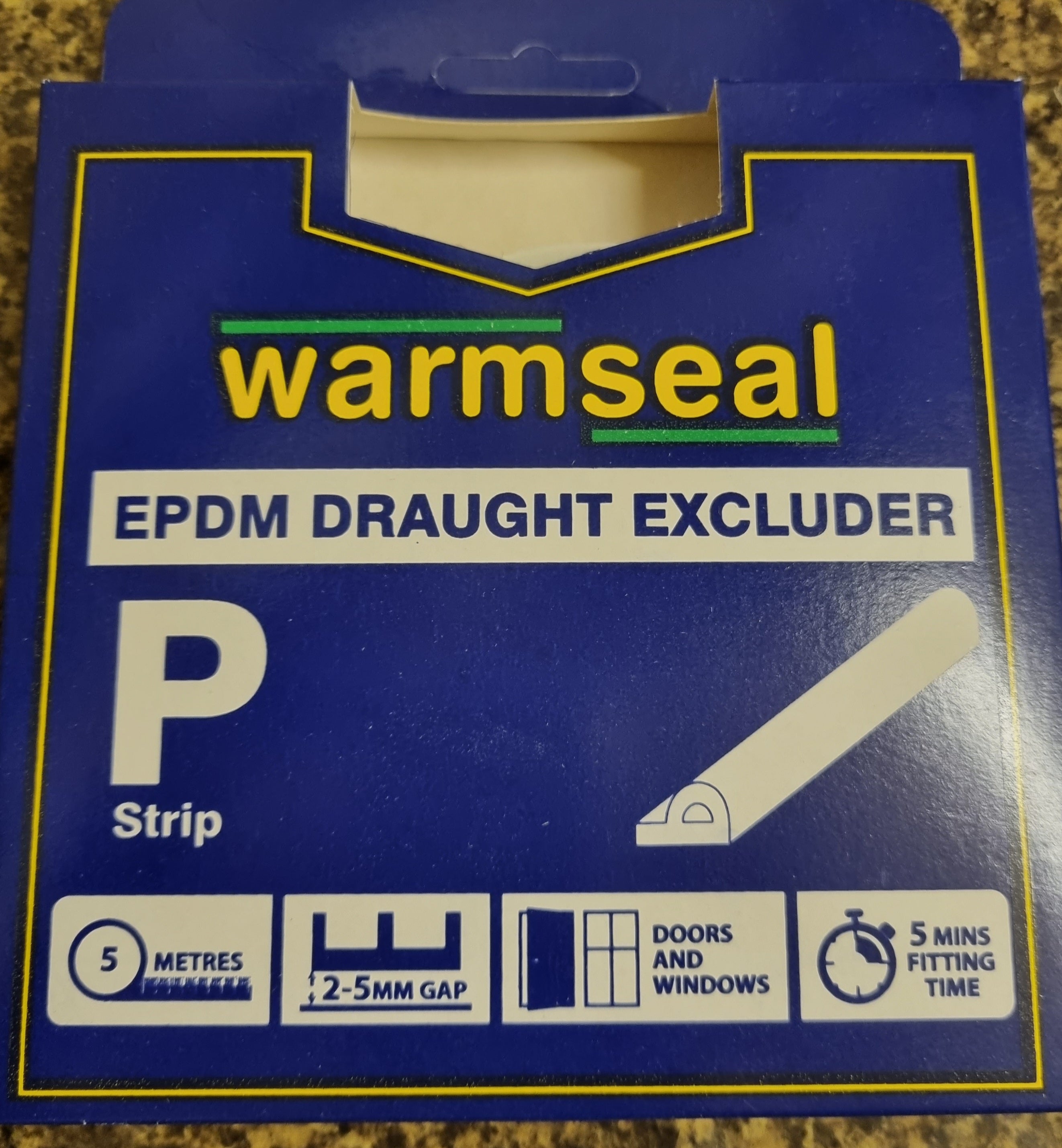 Warmseal P strip EPDM Draught Excluder, 5m White Or Brown, Energy savi